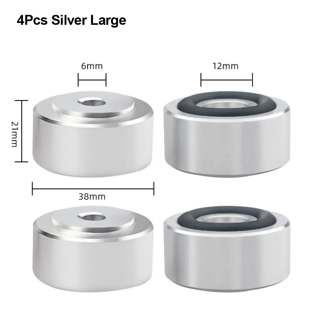 Алюминиевые опоры для колонок Hi-Fi S/M/L Серый, 4Pcs Silver Large