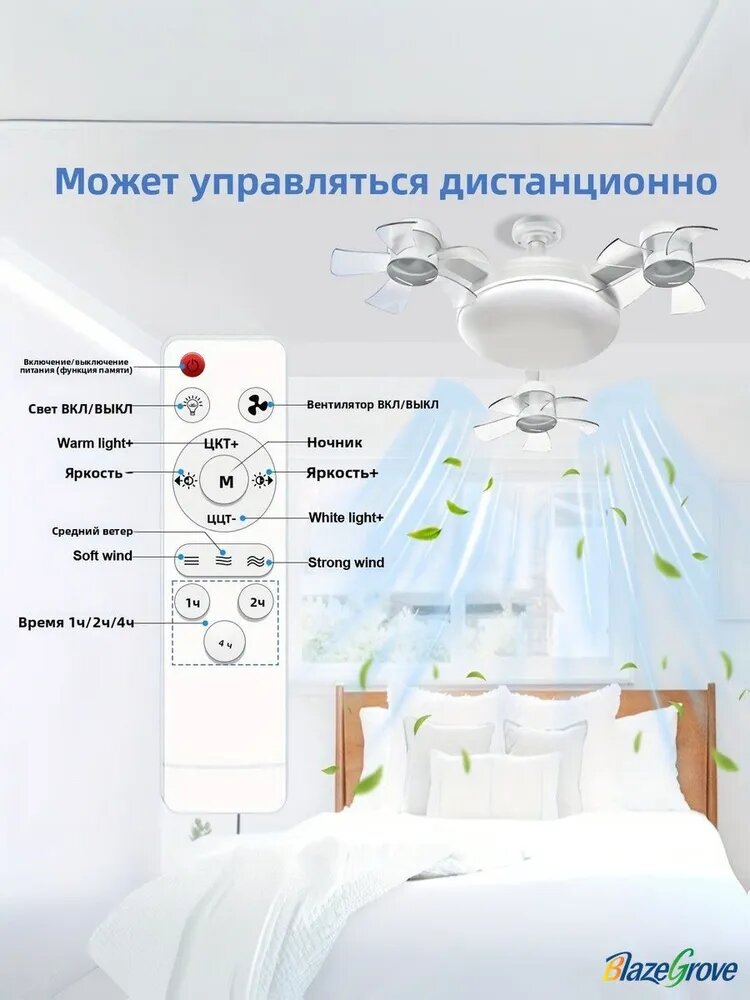 Вентилятор с подсветкой для дрона, 50-60 Вт, Белый, E27 — фото 1