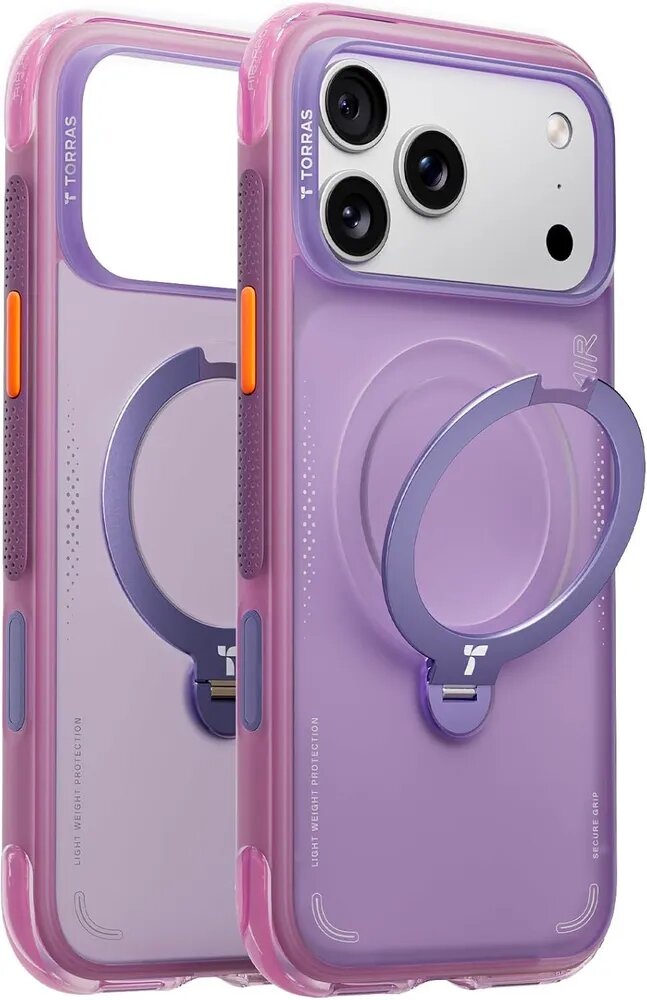 Крепление TORRAS Ostand Q3 Air для iPhone 17 Pro Max имеет более прочный магнитный механизм, совместимо с MagSafe и обеспечивает защиту с помощью подушек безопасности военного класса.
