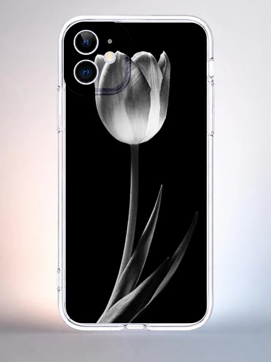 Чехол iPhone 11 тюльпан силиконовый прозрачный