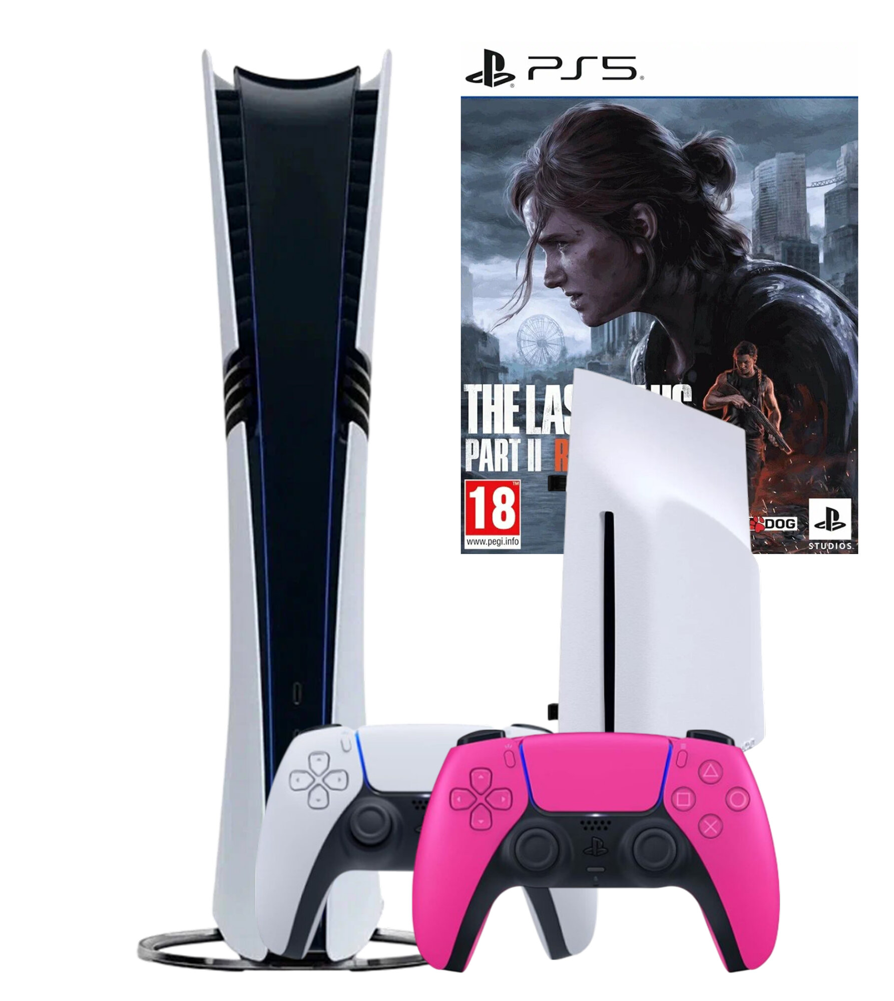 Игровая приставка PlayStation 5 Pro + 2й геймпад розовый + игра Last of Us 2 + дисковод