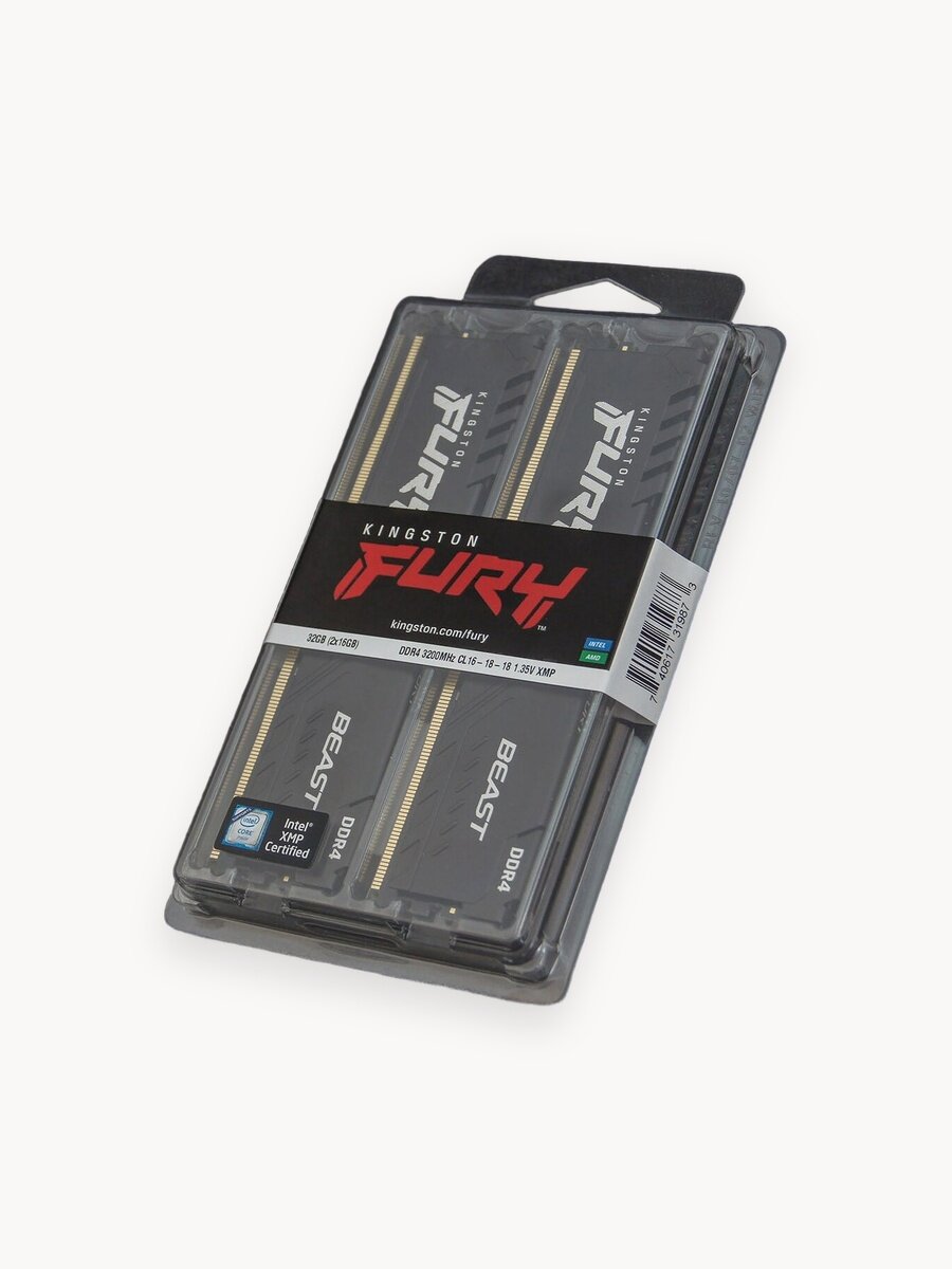 Оперативная память Kingston Fury Beast KF432C16BB1K2/32 DDR4 - 2x 16ГБ 3200МГц, DIMM, Ret