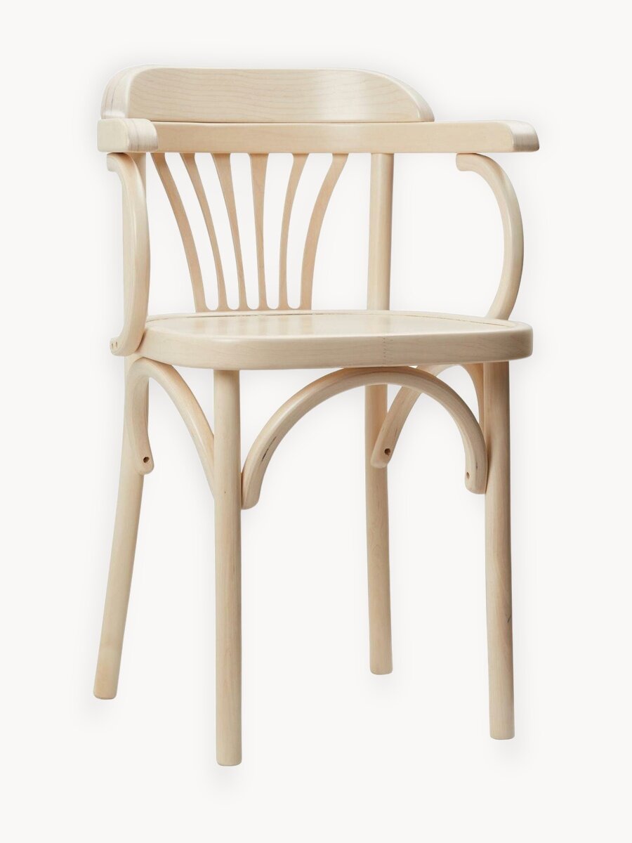 Стул деревянный Венский беленый дуб с твердым сиденьем, с подлокотниками