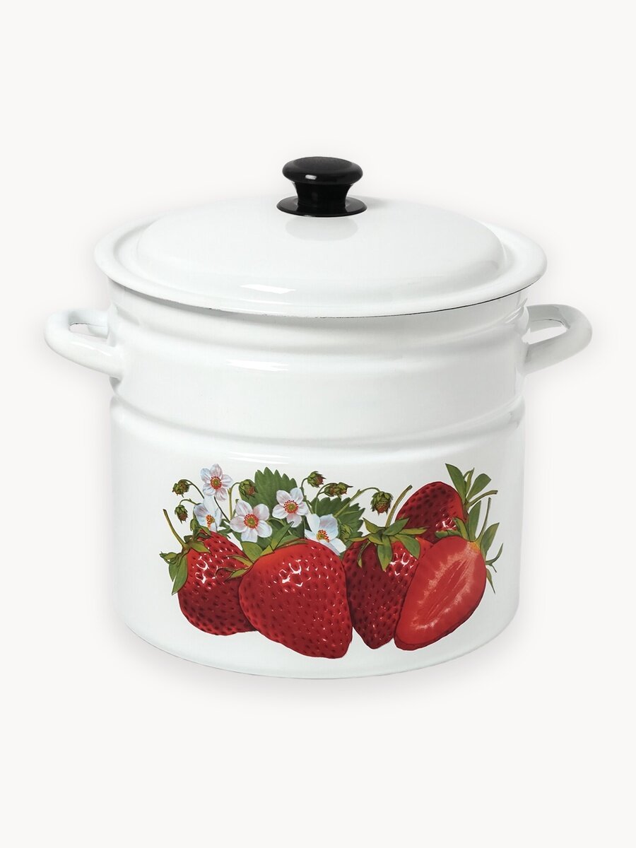 Кастрюля эмалированная, 10 л, с крышкой, цилиндрическая, белая