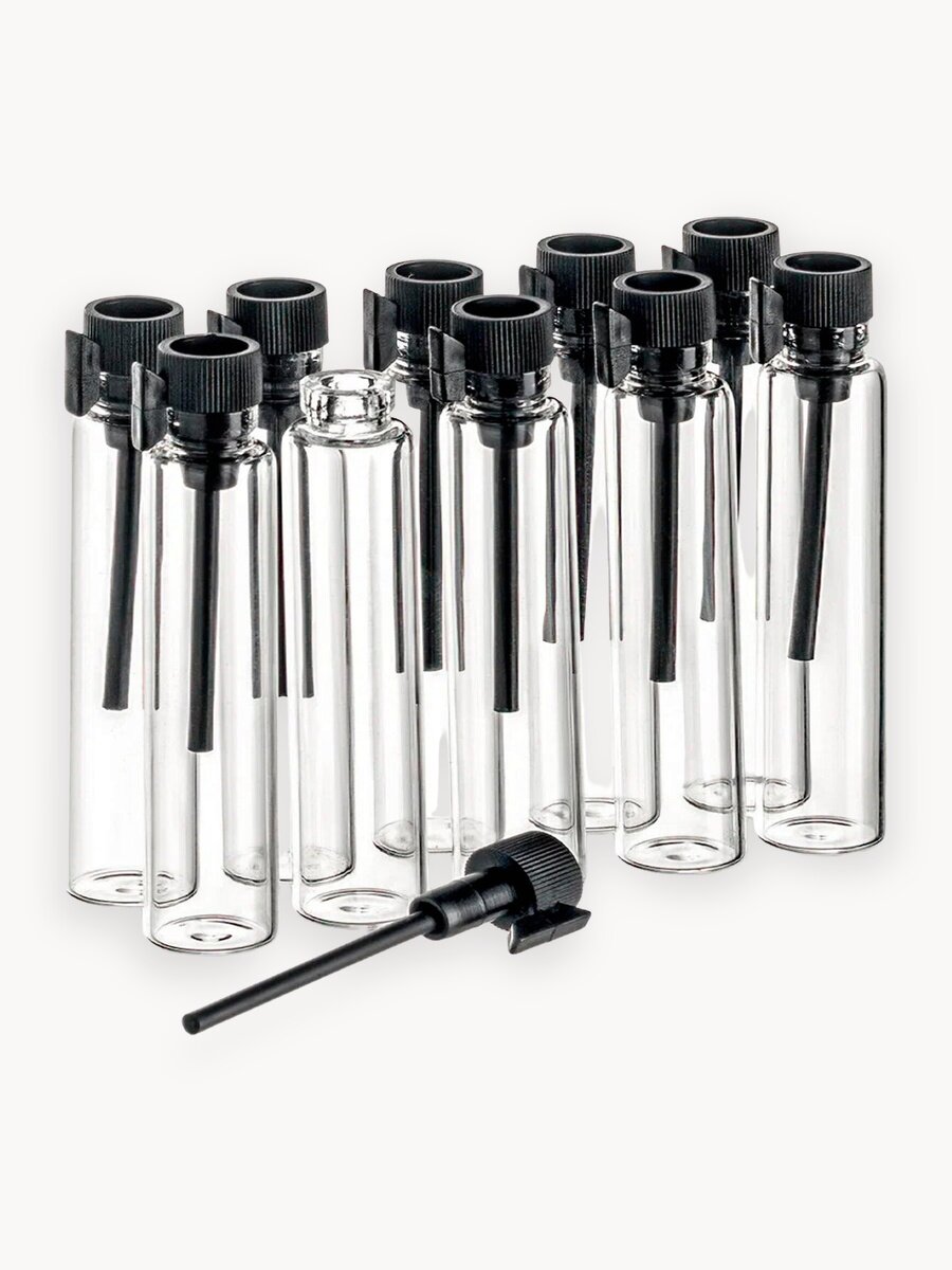 Фиолка / Пробник для духов и парфюма стекло. Крышка чёрный пластик 2 мл / ml. Набор из 10 штук