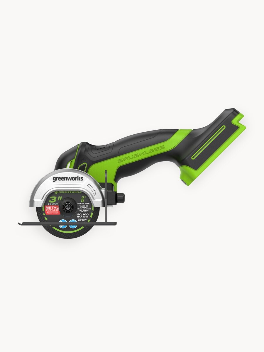 Болгарка УШМ аккумуляторная Greenworks 24V,76 мм диск, б/щет, без АКБ и ЗУ