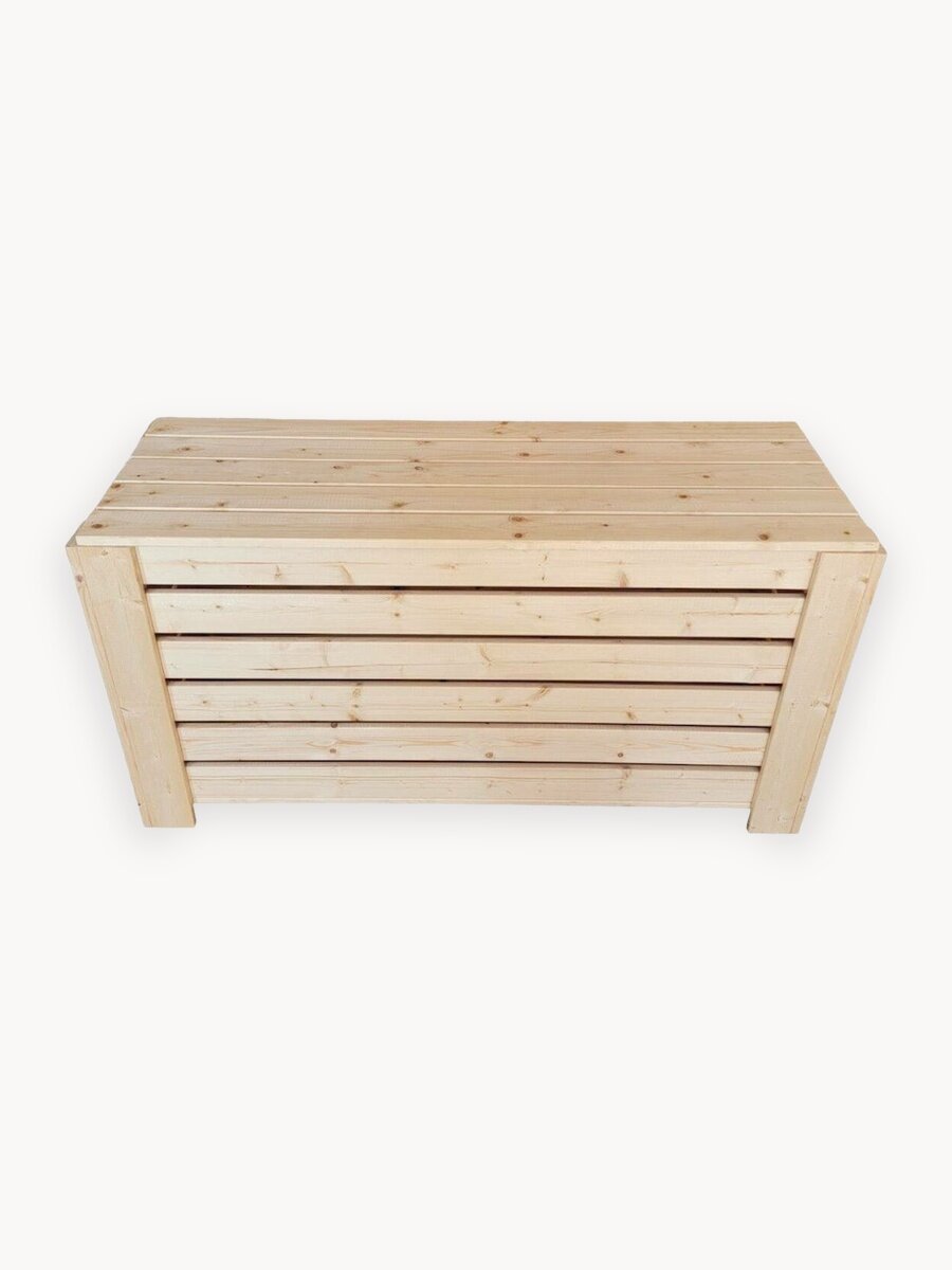 Ящик откидной, двухсекционный с полкой из массива хвои(103х57х38 см)