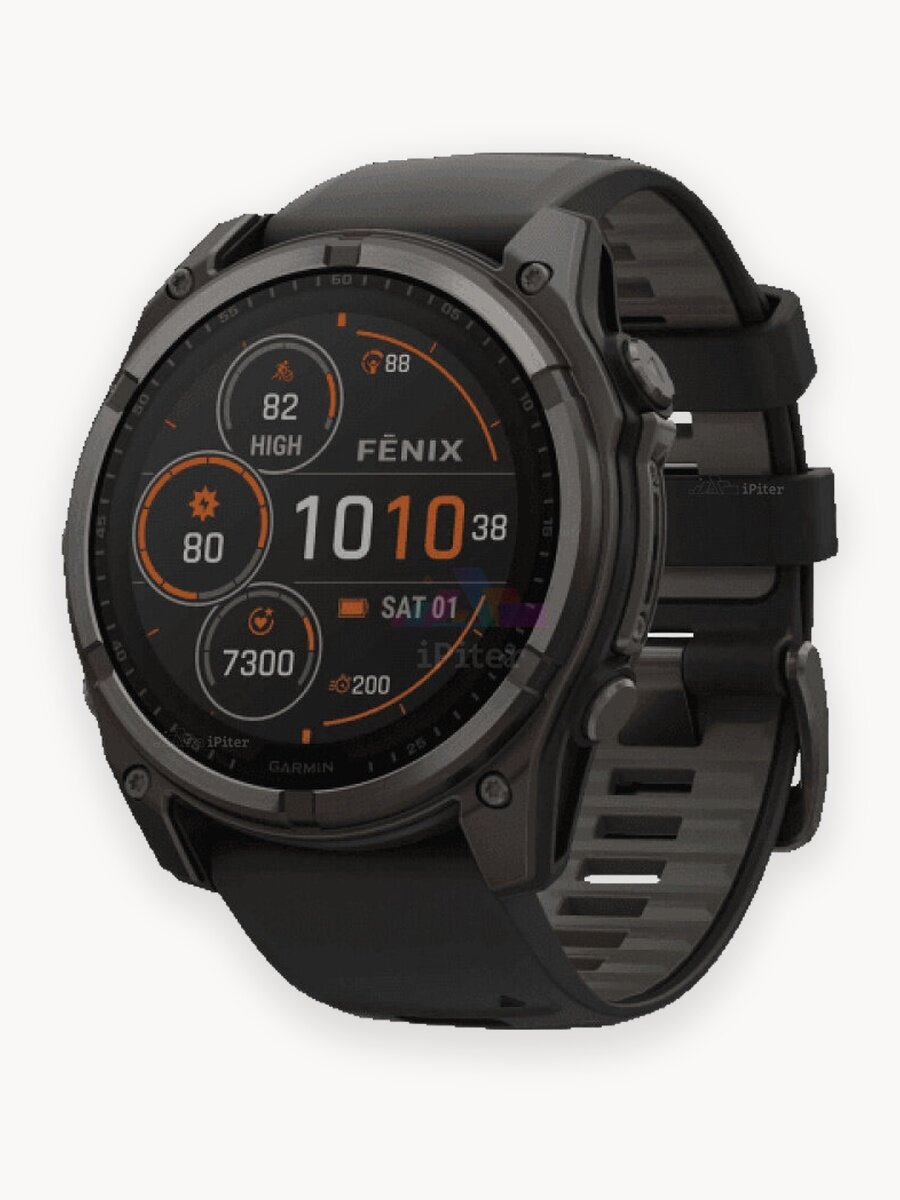 Умные часы Garmin Fenix 8 51 мм, Solar, Sapphire титановый угольно-серый с DLC-покрытием и черным ремешком (010 - 02907 - 11)