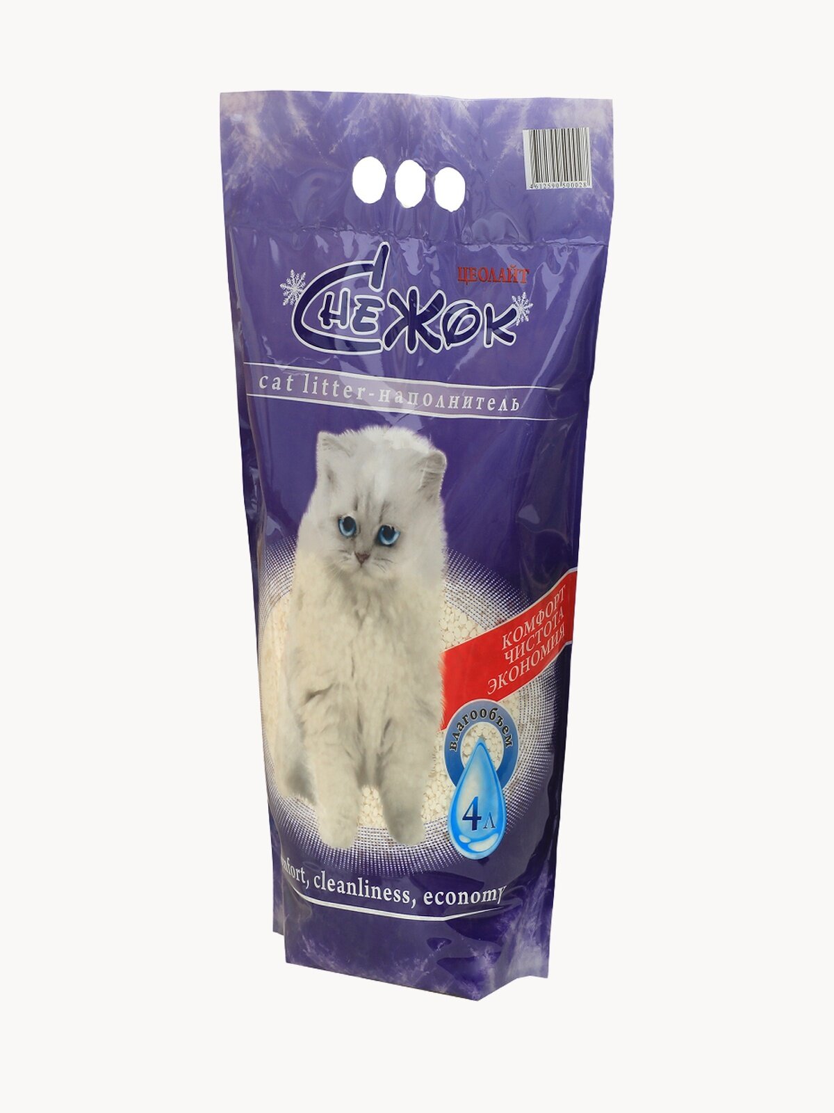 Наполнитель для кошачьих туалетов Снежок "Цеолайт", силикагелевый, без запаха, 4 л