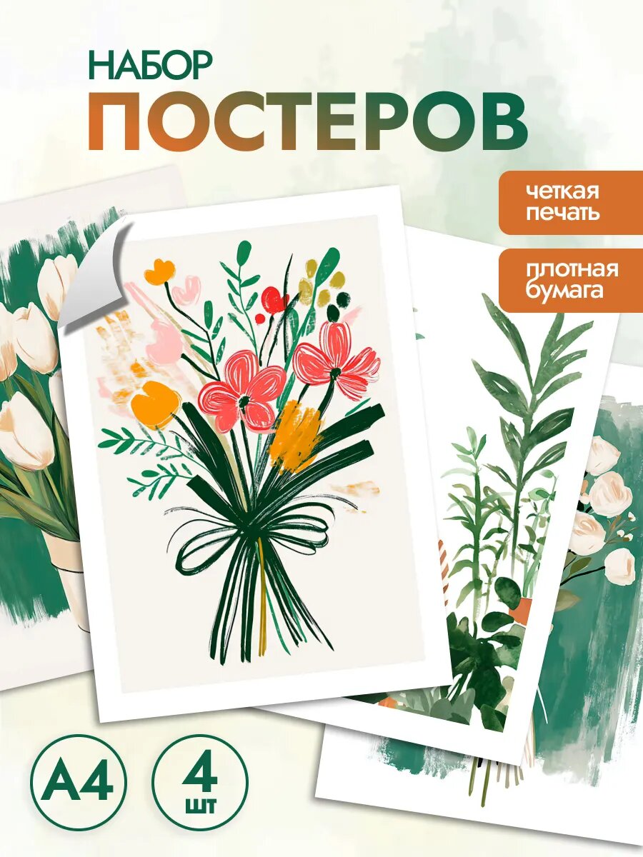 Интерьерные постеры А4 на стену