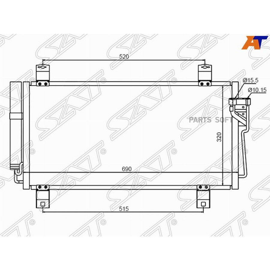 Радиатор кондиционера Mazda 6 07-12 / Atenza 07-12 от официального дистрибьютора, SAT, артикул STMZ253940