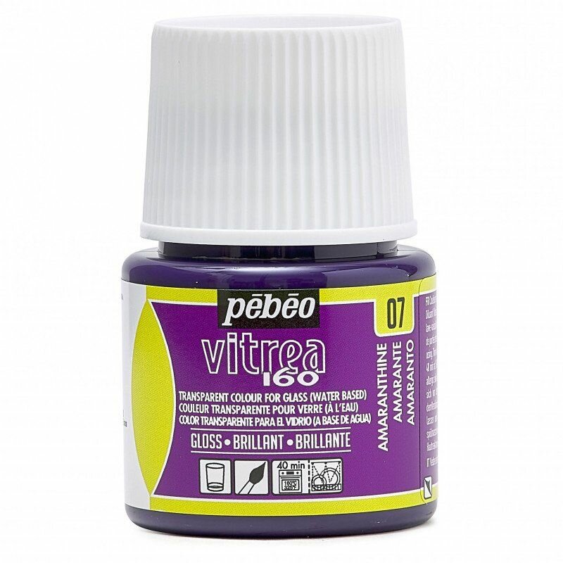 PEBEO Vitrea 160 краска витражная по стеклу глянцевая, под обжиг, 45 мл, Амарант 111007