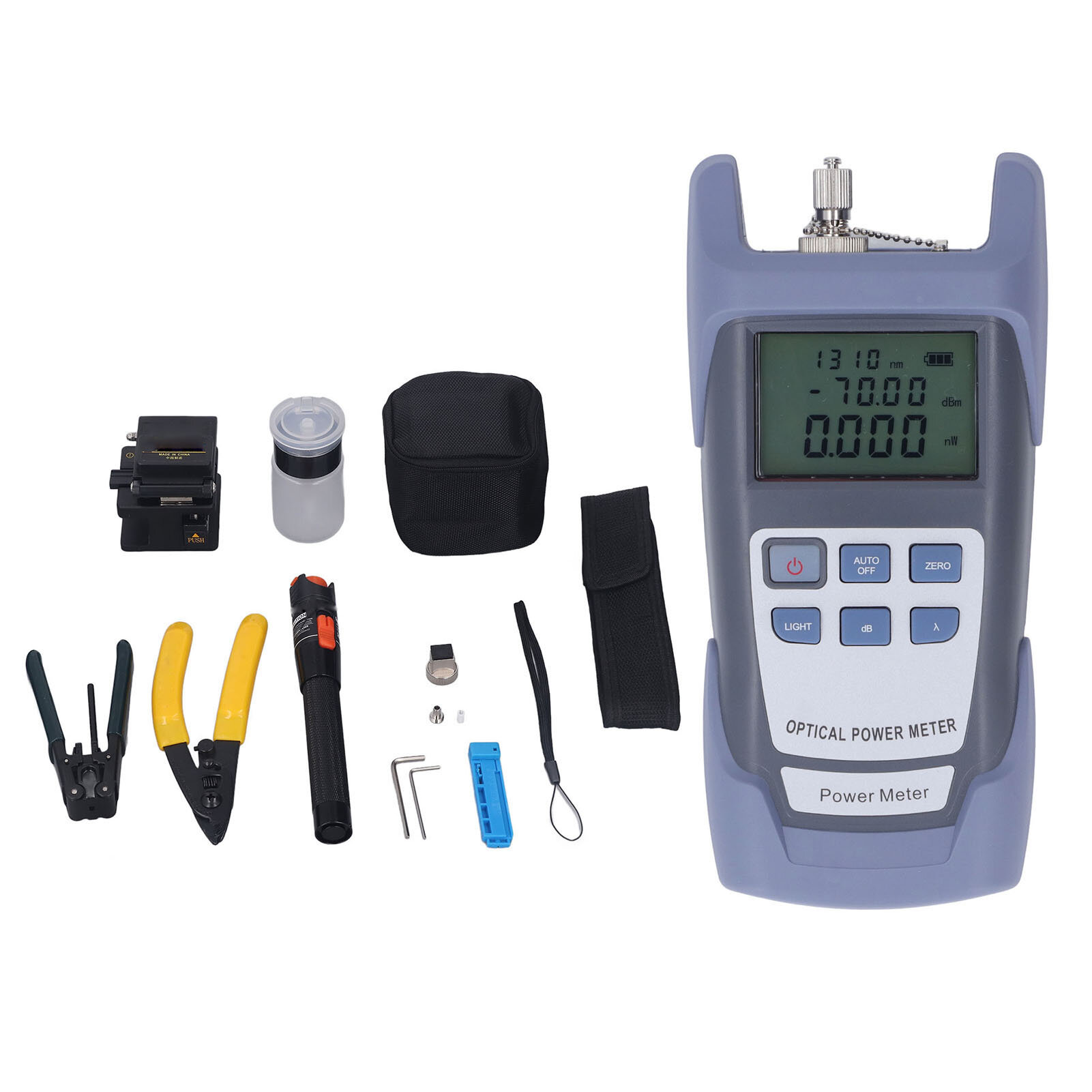 Оптический измеритель мощности волоконно-оптического кабеля с адаптером FC SC и инструментом для тестирования длины волны