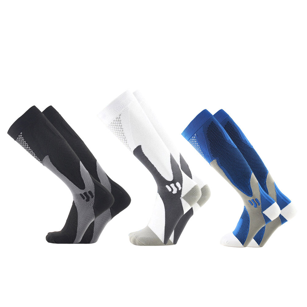 Носки компрессионные для мужчин и женщин, для циклинга, бега, футбола, 3 пары в упаковке, размеры S/ M/ L/ XL/ 2XL, цвета Черный+Черный+Белый, Белый+Белый+Черный, Черный+Белый+Синий, Черный+Белый+Розовый, Черный+Белый+Оранжевый, Черный+Белый+Зеленый,