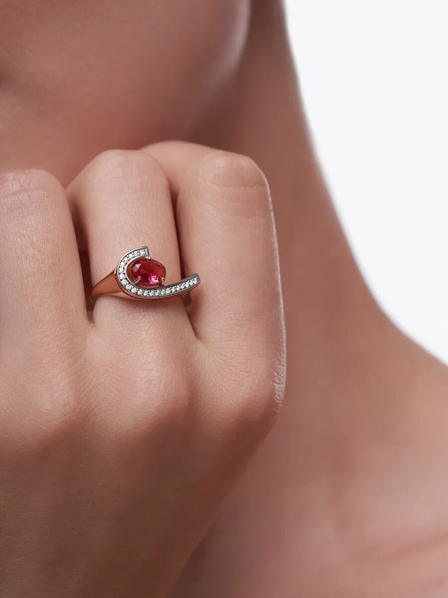 Кольцо тонкое, серебро, 925 проба, родирование, фианит