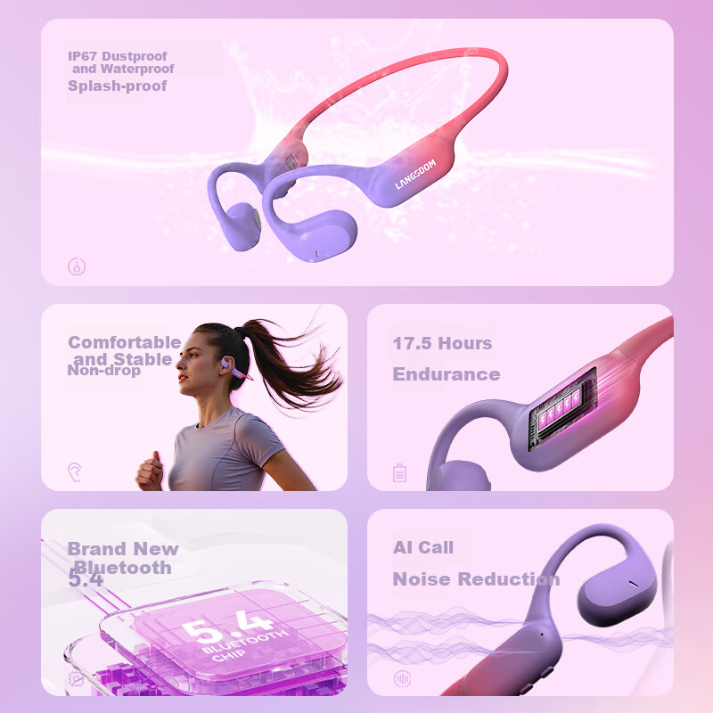 Наушники Lanshidun AirWave Pro с открытым стилем Bluetooth и костной проводимостью для спорта, IPX7 водонепроницаемые,
