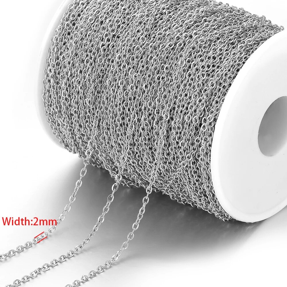 Кубинские цепочки Luksteel 2 метра нержавеющая сталь розовое золото Серый, Steel 2mm