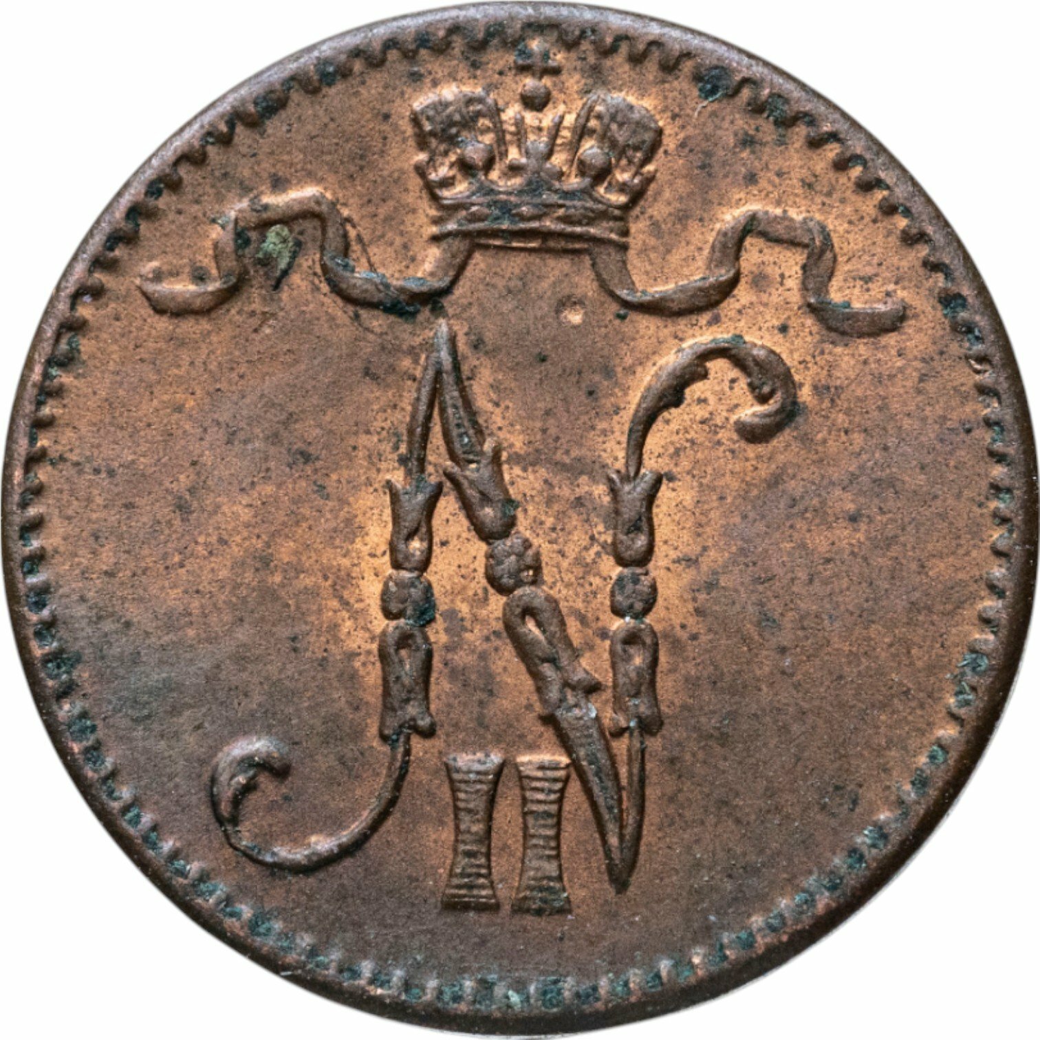 1 пенни penni 1914 Российская Финляндия, Медь, в сохранности UNC