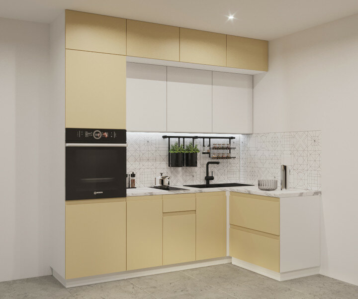 Кухонный гарнитур МДФ с пеналом Стамбул Тальк 1400-2400 мм