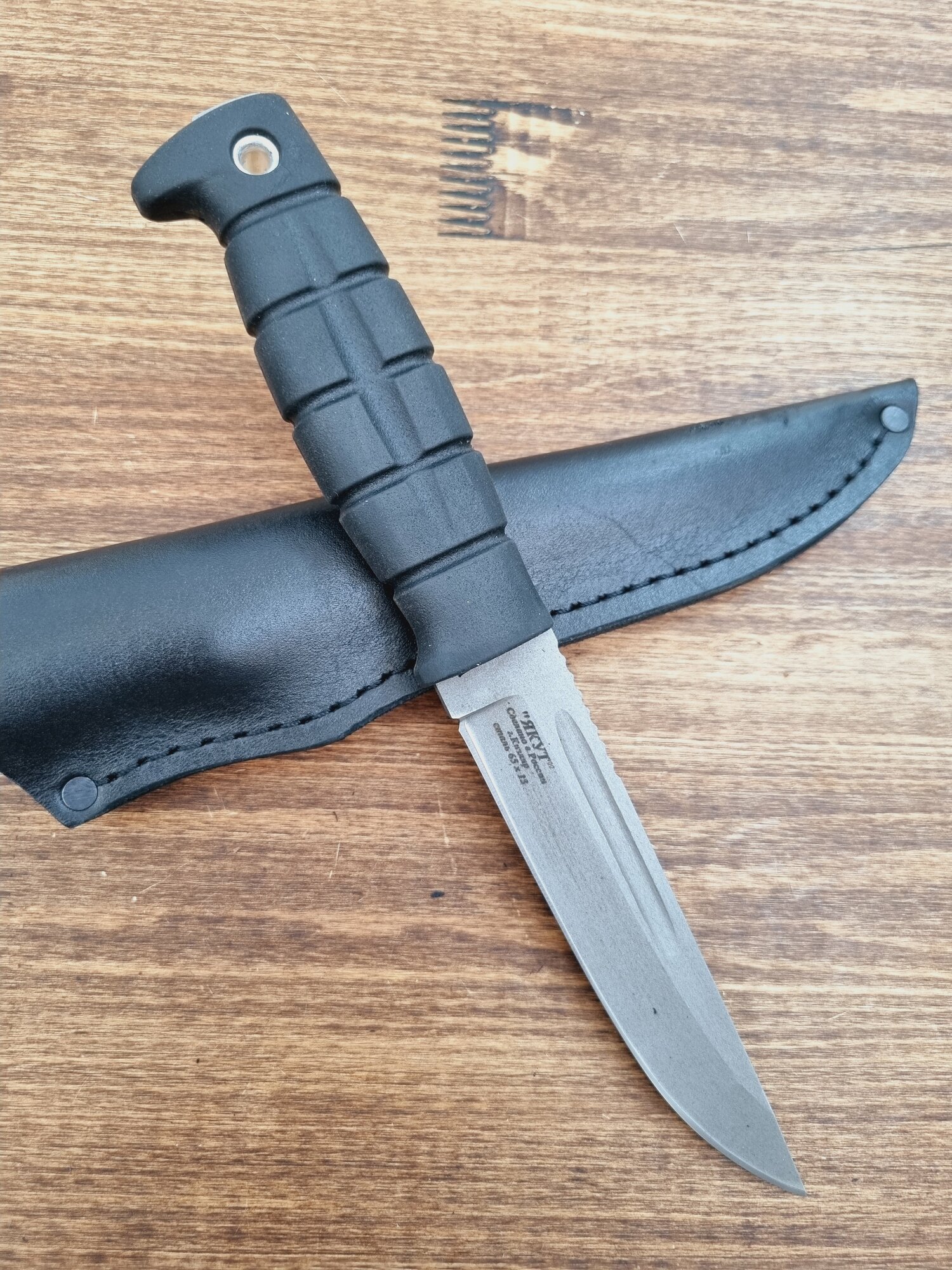 Нож туристический "Якут Black Тактик", фиксированный, нержавеющая сталь 65X13, рукоять эластрон