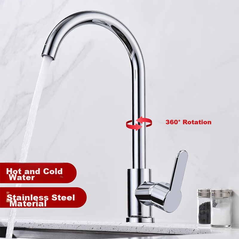 Lairshidan Sink Faucet, Kitchen Faucet, 360° Rotatable Sink Faucet, Dishwashing Sink Hot And Cold Faucet F055
