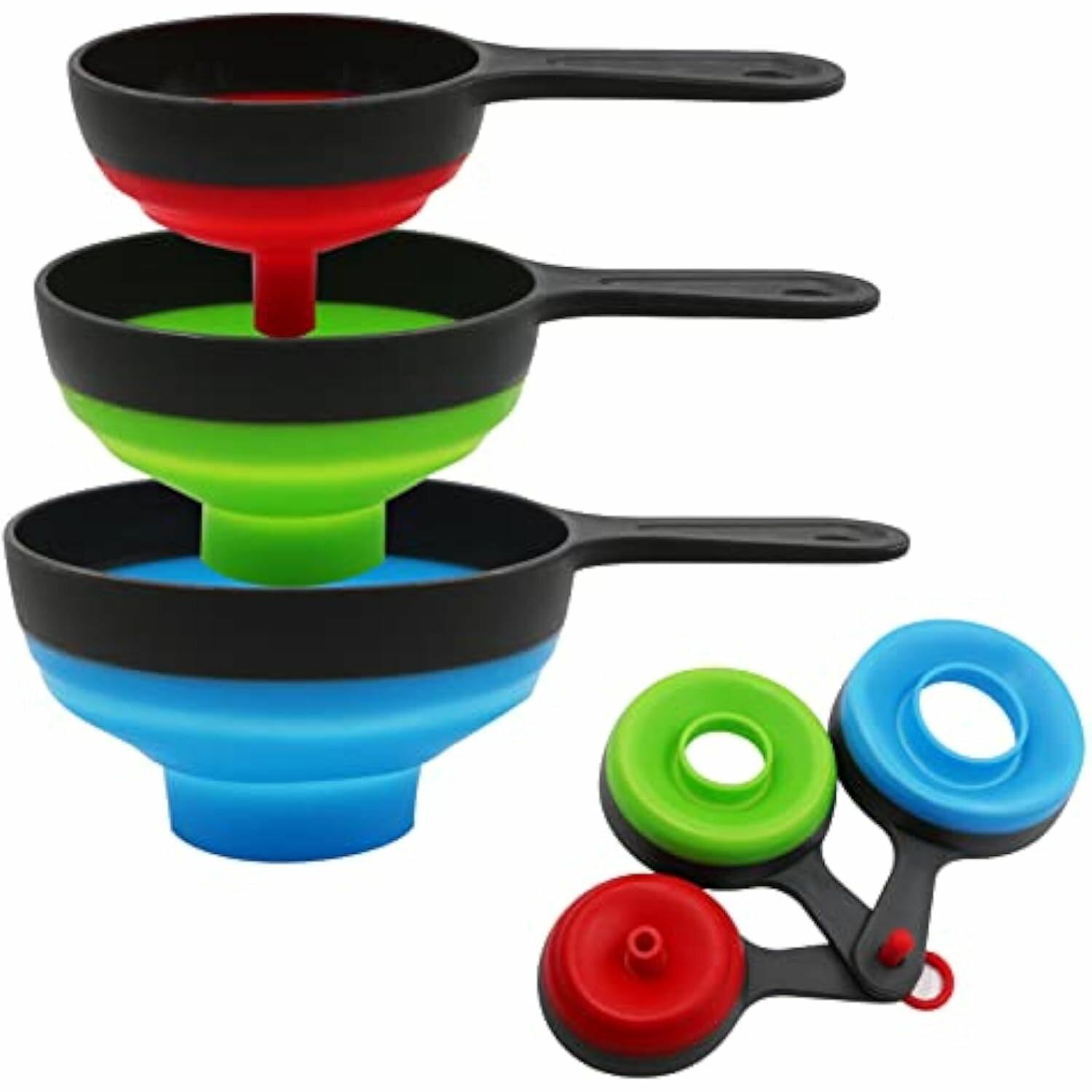 Складные силиконовые воронки для кухни, набор 3 шт, термостойкие, для банок и бутылок, удобные и безопасные