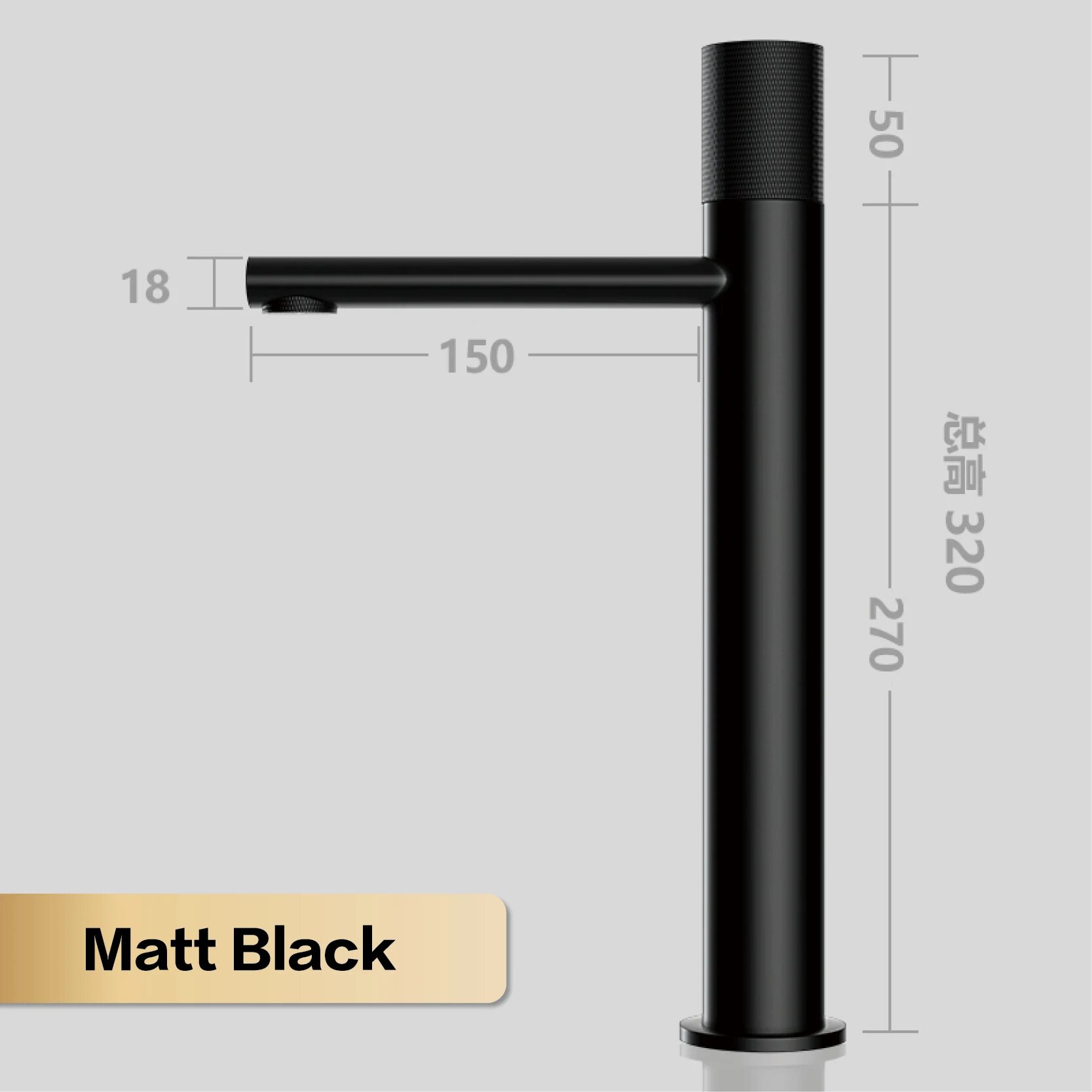 Черный латунный смеситель для раковины Aitana, Matte Black 02, G1/2