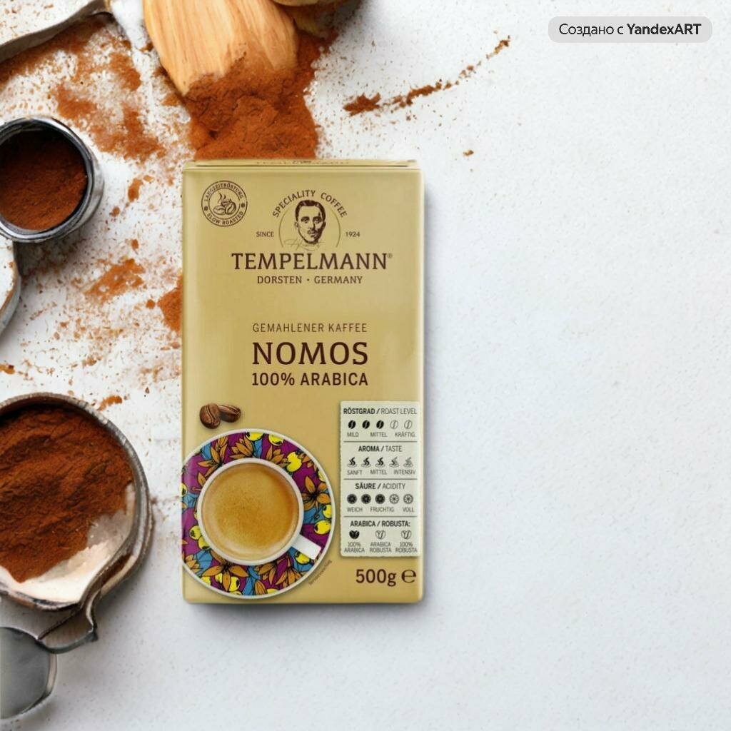 Кофе молотый Tempelmann "Nomos", 100% арабика, средний помол, 500 гр