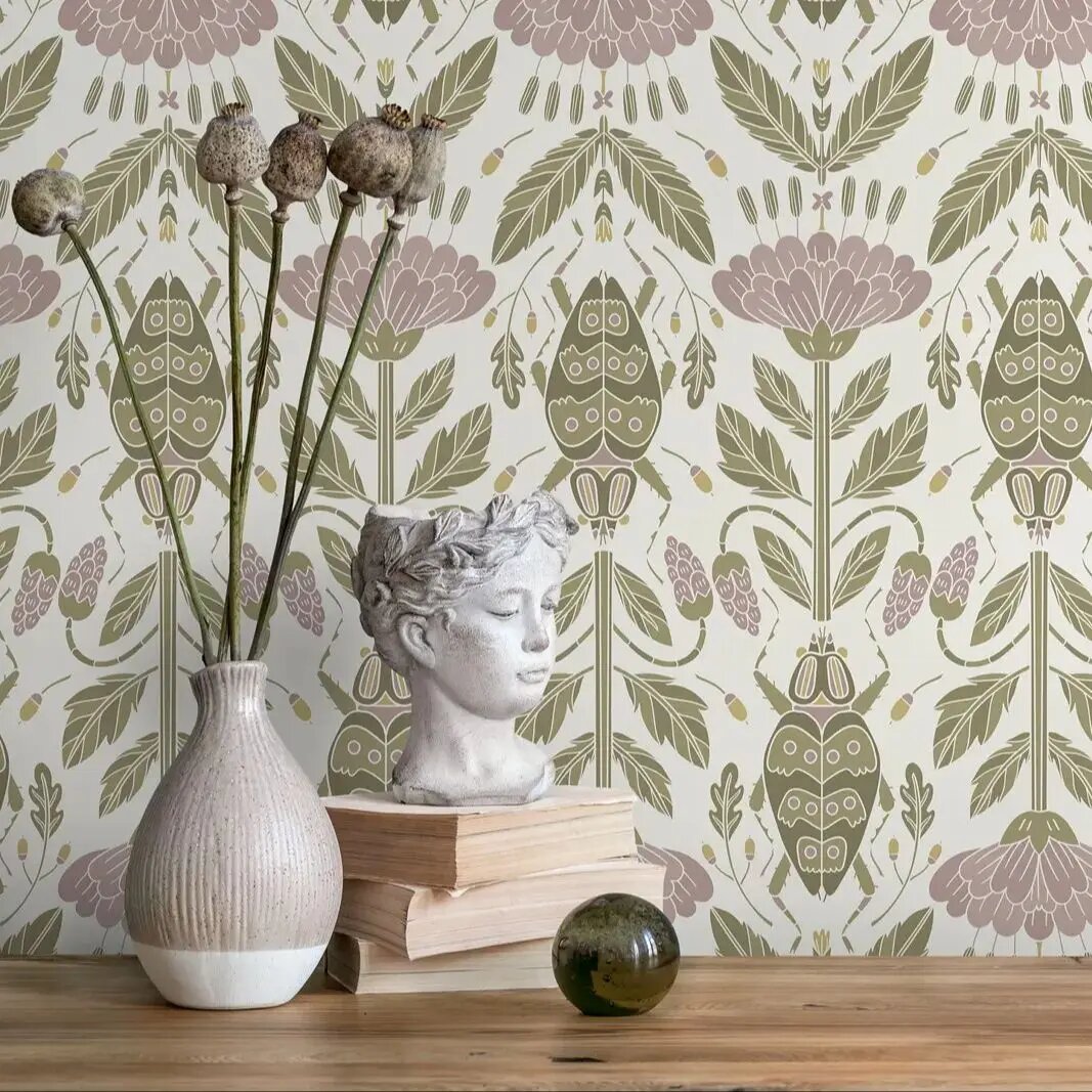 Розовые бумажные обои Pixel&Wall 50*300 см, Tradition Non-Woven