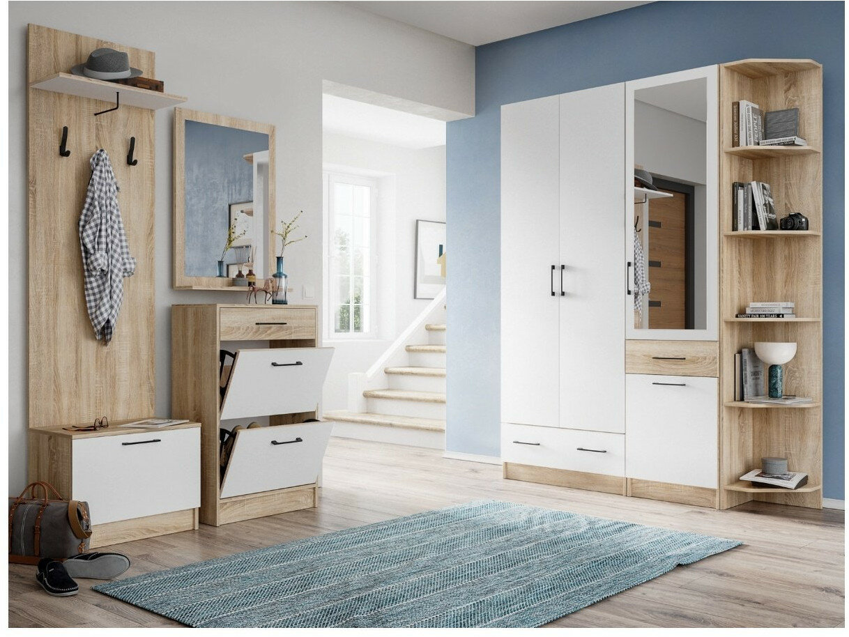 Модульная Прихожая, конструкция с зеркалом, композиция 2 (ЛДСП)