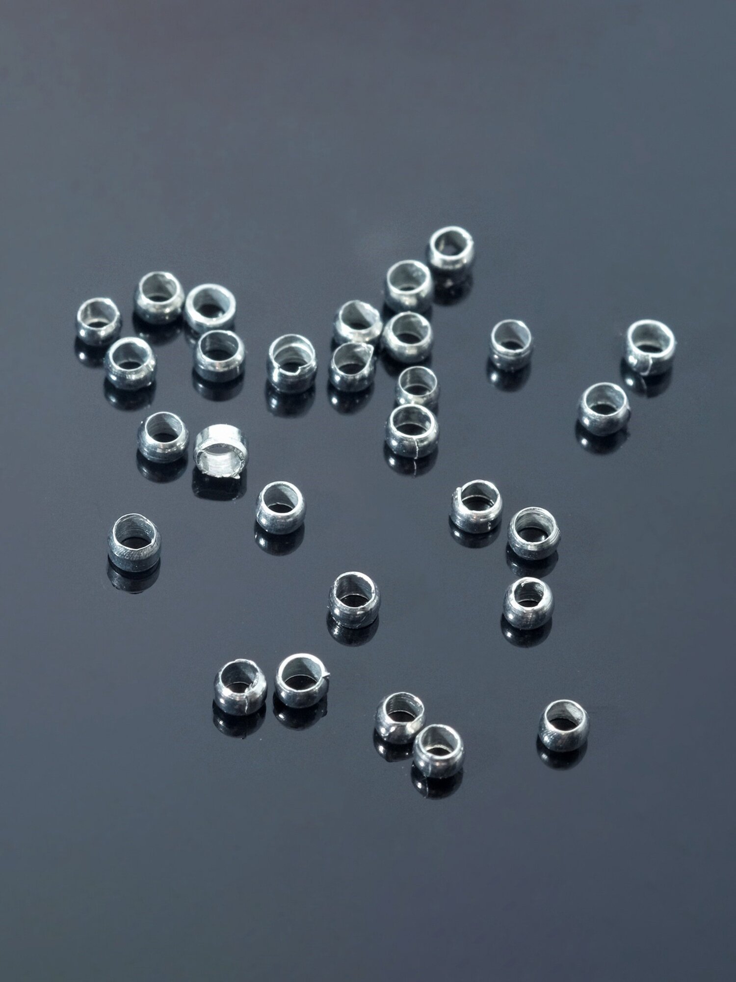 Кримп (зажимная бусина), 2 × 1,5 мм, 30 шт, цвет серебро