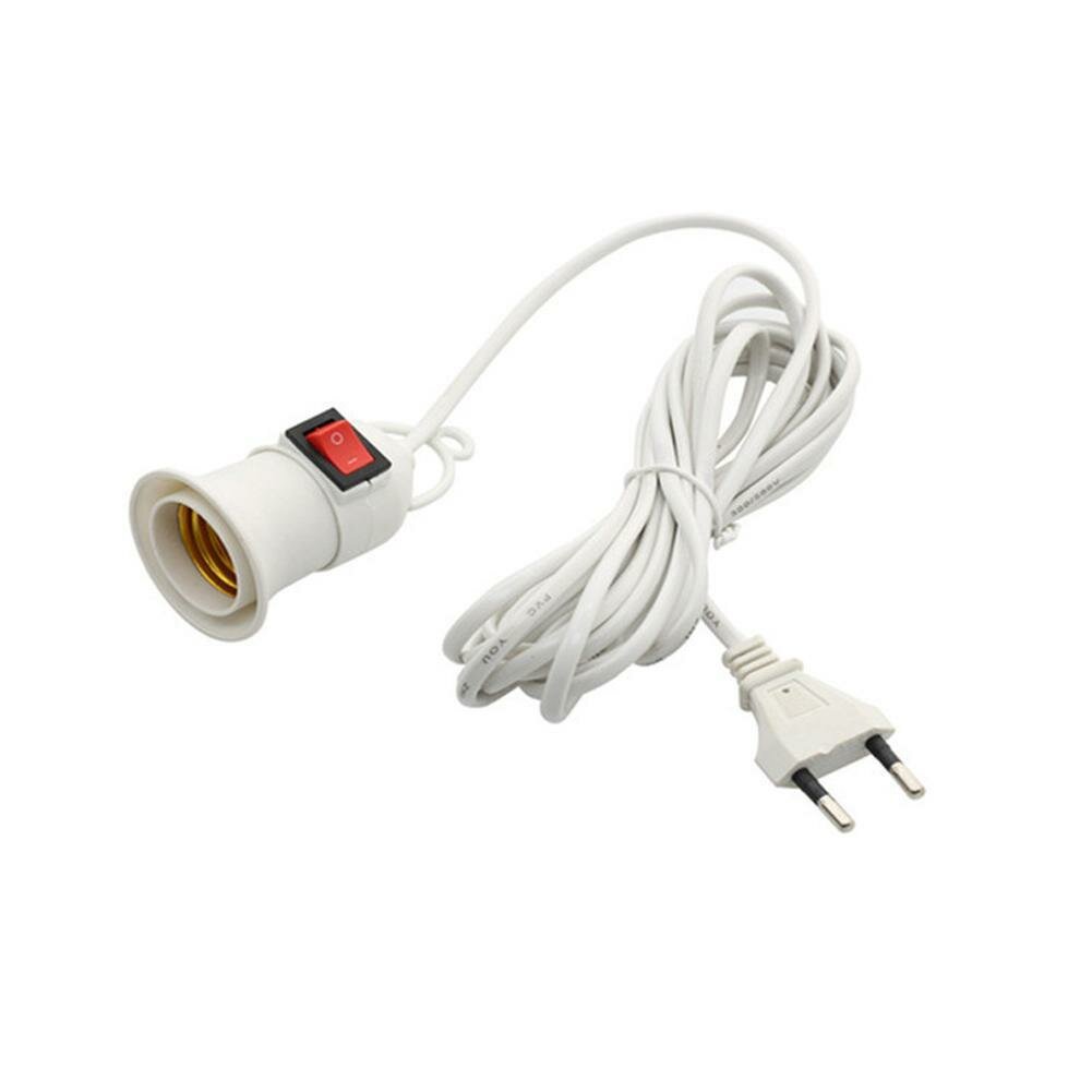 Светильник светодиодный с выключателем, под лампу, Е27, провод 5 метров, белый