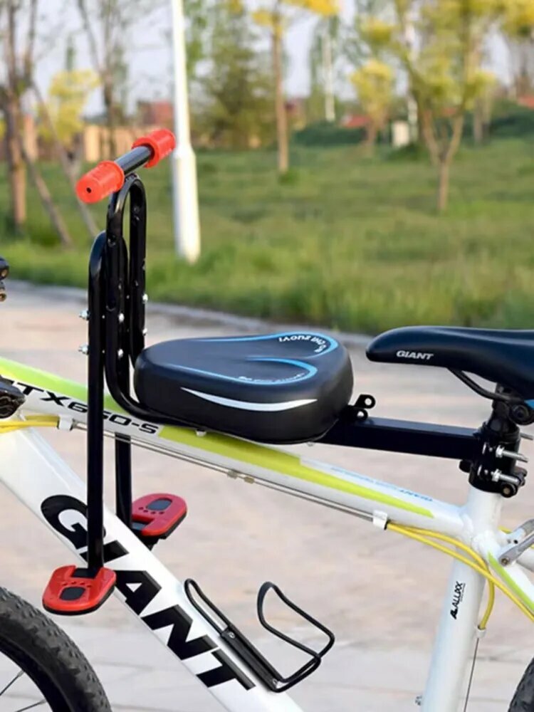 Детское велокресло, 1400 г, поручень, мягкая накладка, синий