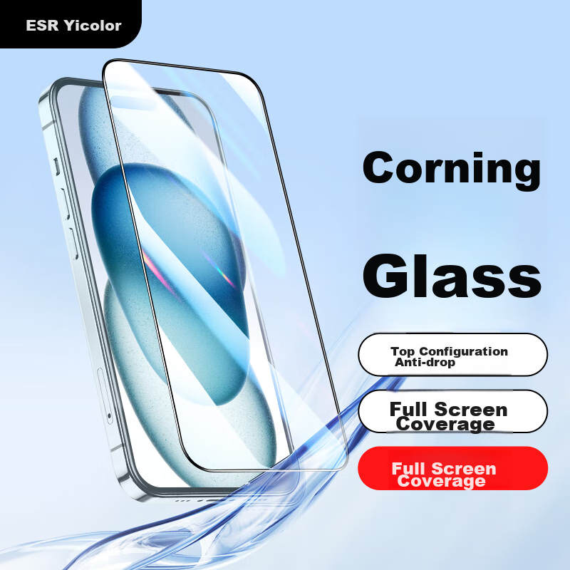 ESR 2 шт. стеклянная защитная пленка для iPhone 15 с покрытием Corning против отпечатков пальцев Версия：iPhone
