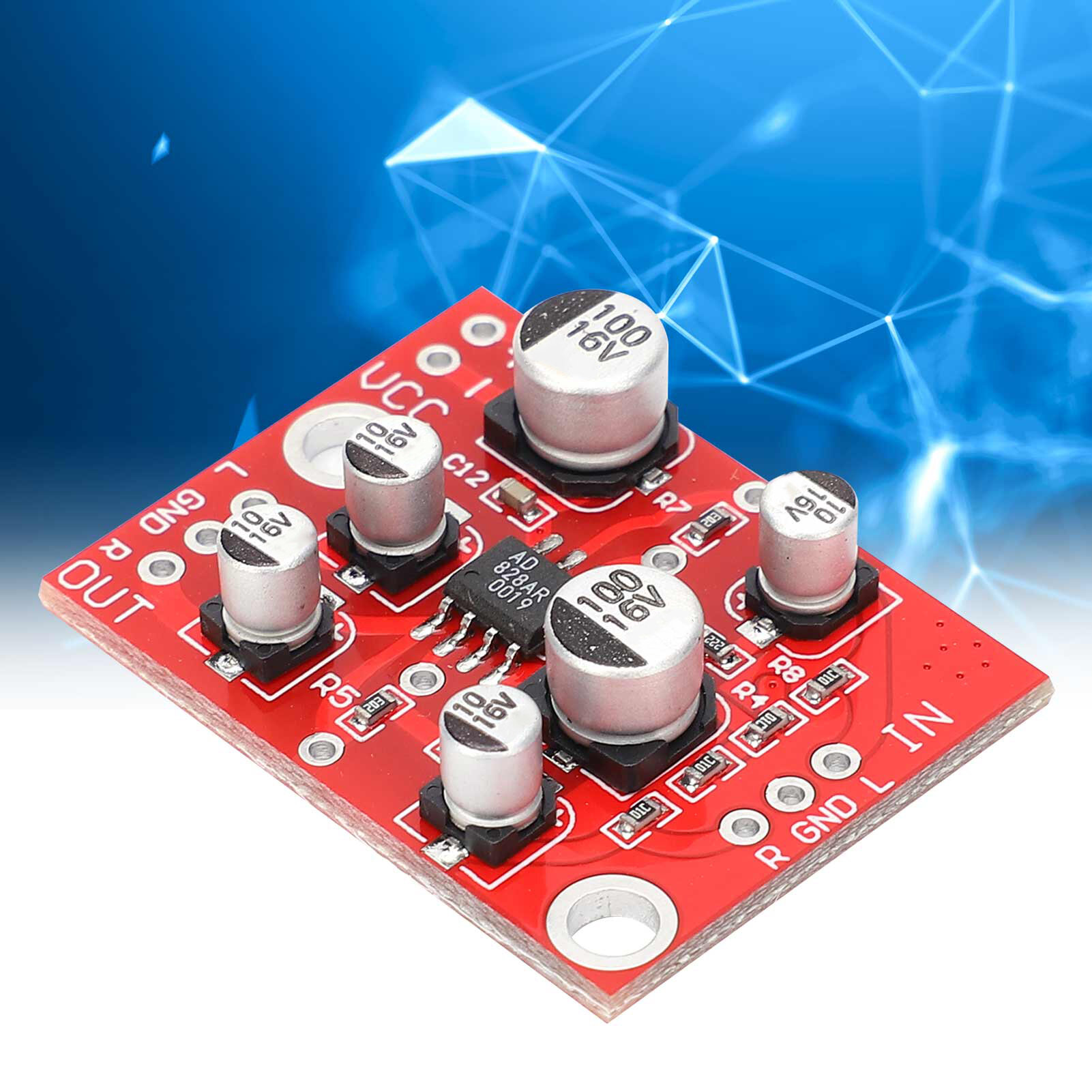 Модуль платы усилителя AD828, пластиковый аудиооперационный усилитель, предусилитель, электронные компоненты, DC5-15V