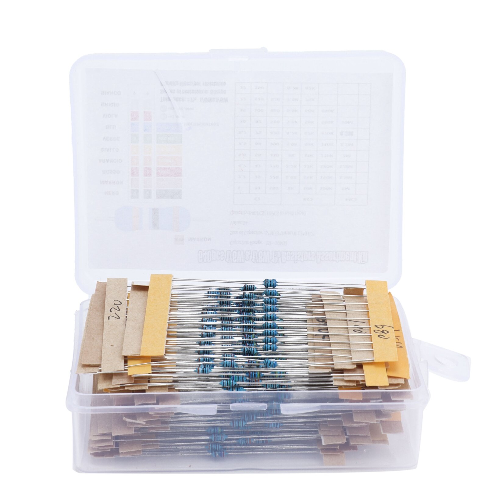 Набор из 640 резисторов, 64 номинала, 1% металлопленочные, 10 МОм, 1/6 Вт, для самостоятельной сборки.