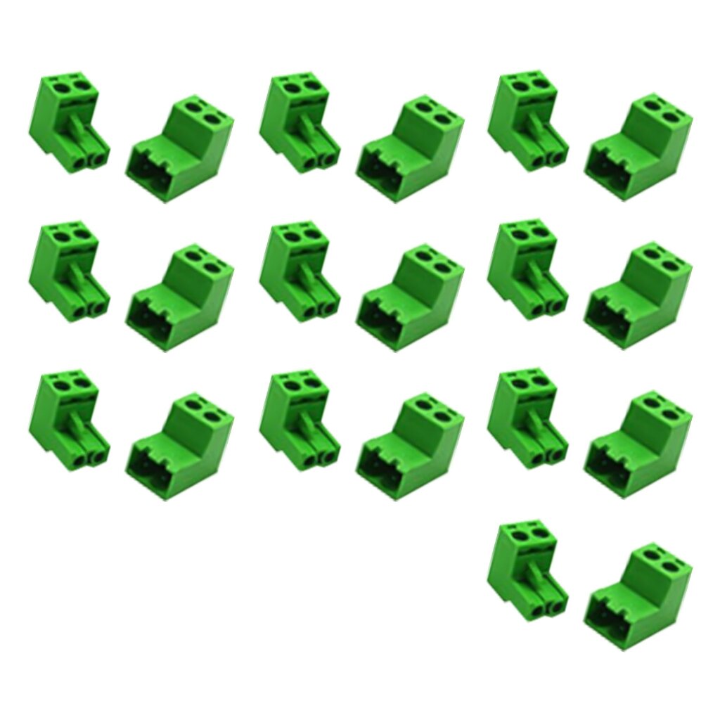 10 комплектов, вставные зеленые клеммные колодки-2P