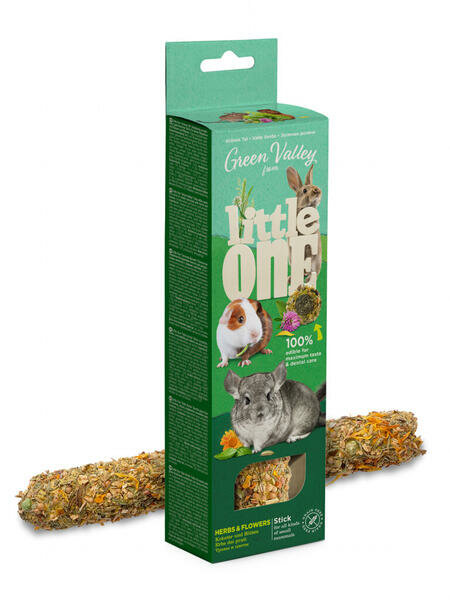 LITTLE ONE Green Valley 8 шт по 160 г беззерновая палочка для декоративных грызунов с травами и цветами