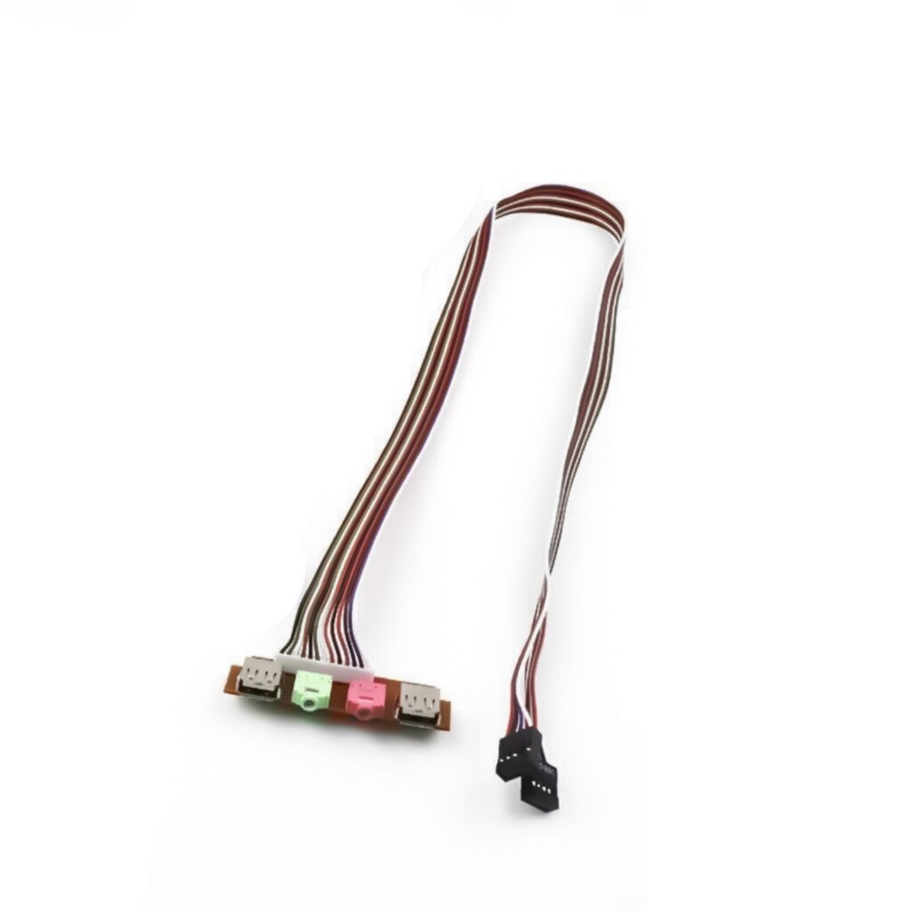 PC Motherboard Extension Cable Front Panel USB2.0 Port and 3.5mm Microphones Headphone Port for Computer Chassis Case