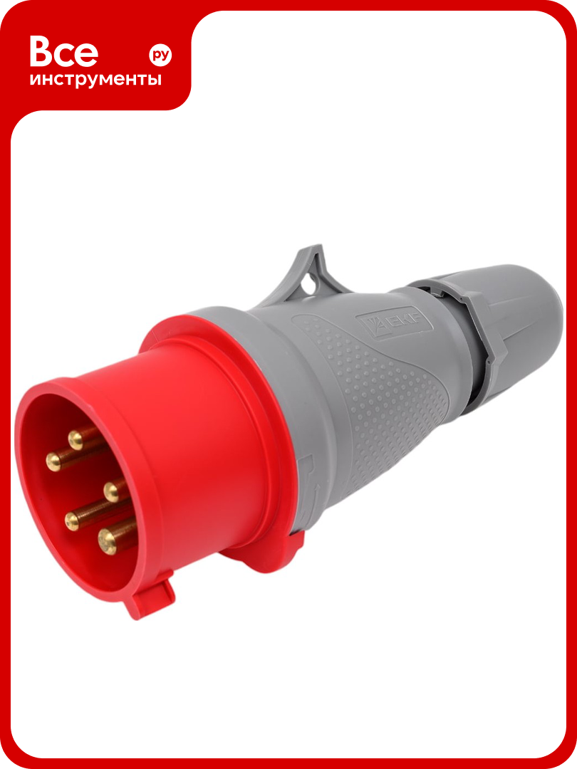 Вилка переносная EKF 025 3Р+РЕ+N 32А 380В IP44 PROXIMA ps-025-32-380-PRO, 32 А