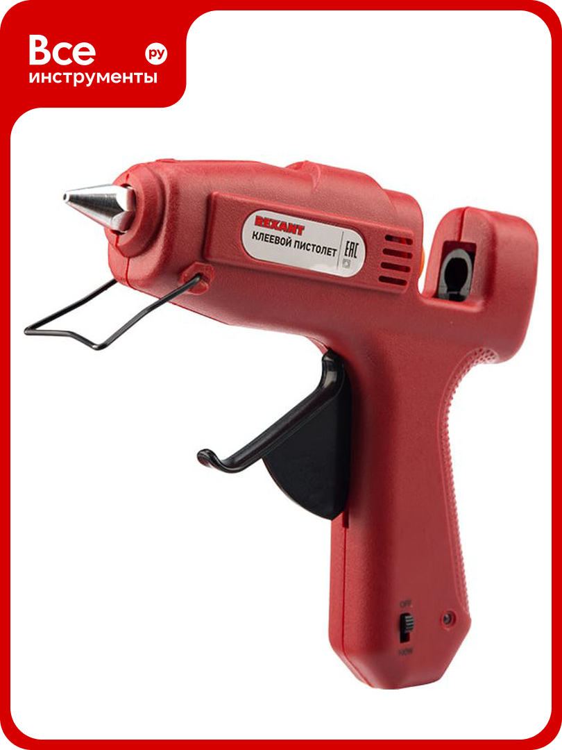 Клеевой, Rexant, пистолет Rexant 100 Вт 12-0115, сопла на склеиваемую, прочной фиксации поверхностей с