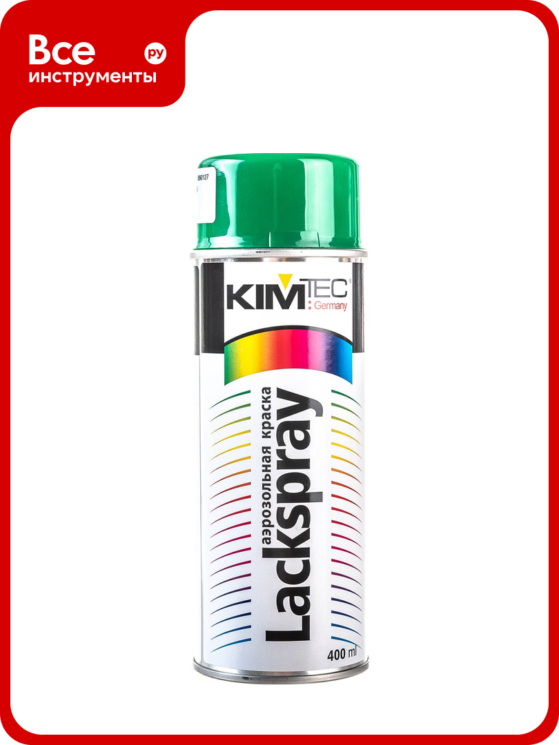 Аэрозольная краска KIM TEC зеленая RAL6029, акриловая водно‑дисперсионная, универсальная, для металла и дерева