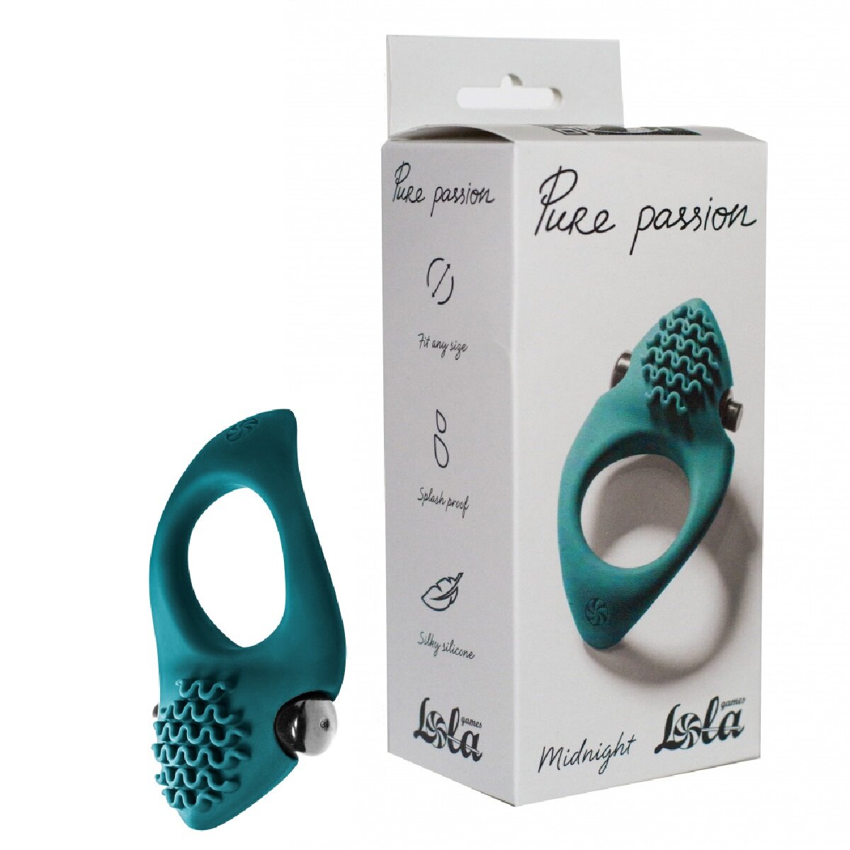 Эрекционное виброкольцо Lola Games Pure Passion Midnight, силиконовое, с вибропулей, водонепроницаемое, зелёное