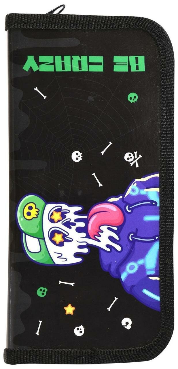 Пенал односекционны Schoolformat скелетоны 190х90х20 мм черны, картон