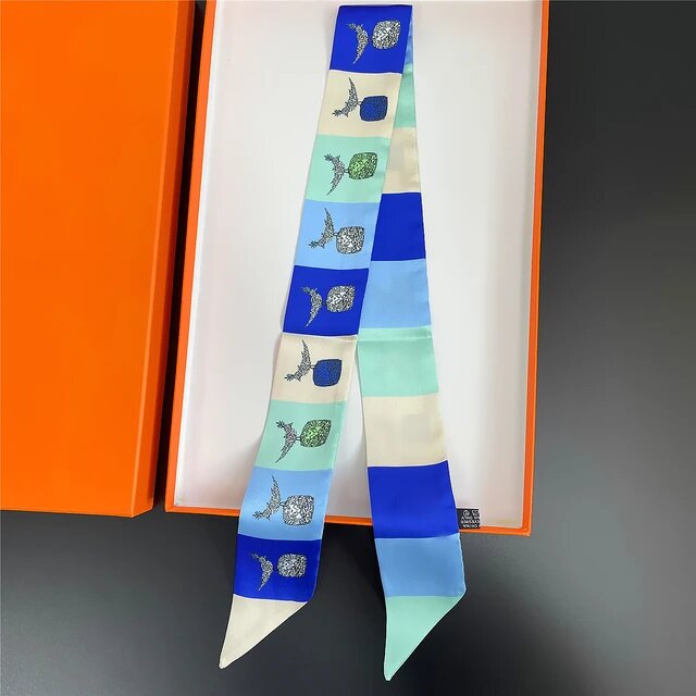 Новый цветной клетчатый брендовый дизайнерский саржевый шелковый шарф роскошный шарф женский фуляр Узкая сумка шарфы модный шейный платок повязка на голову Лидер продаж