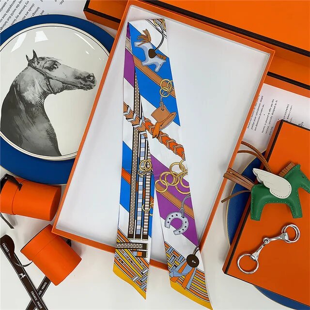 100% шелк высококачественные роскошные брендовые товары шарф Женская повязка на голову фуляр галстук ленточный шейный платок узкие шарфы аксессуары для волос