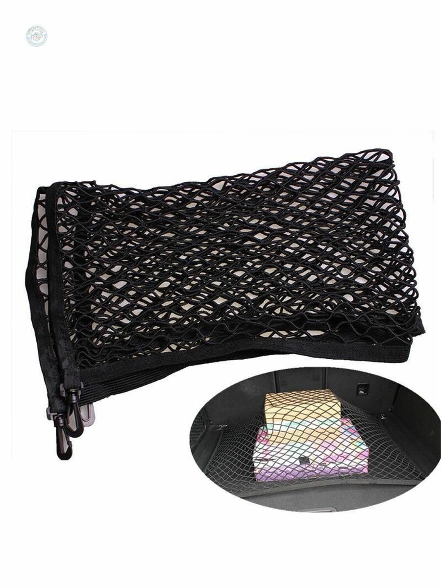 Сетка в багажник для автомобиля универсальная эластичная нейлоновая сетка 70х70 см с крючками, черная