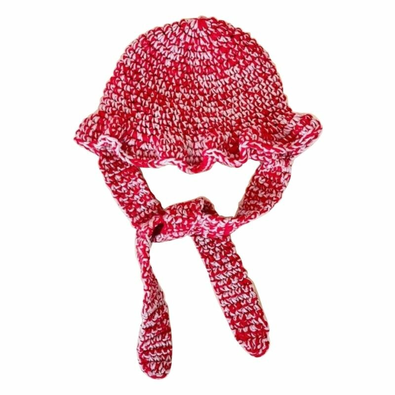 Ручная вязаная летняя шляпа с японским узором, красный