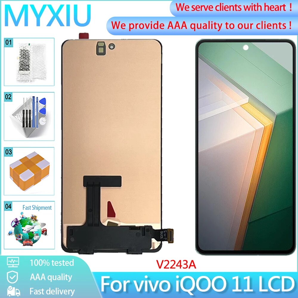 6,78 "AMOLED для vivo iQOO 11 11S ЖК-дисплей с дигитайзером сенсорного экрана в сборе, замена для vivo iQOO 11 V2243A ЖК-дисплей 11S No Frame