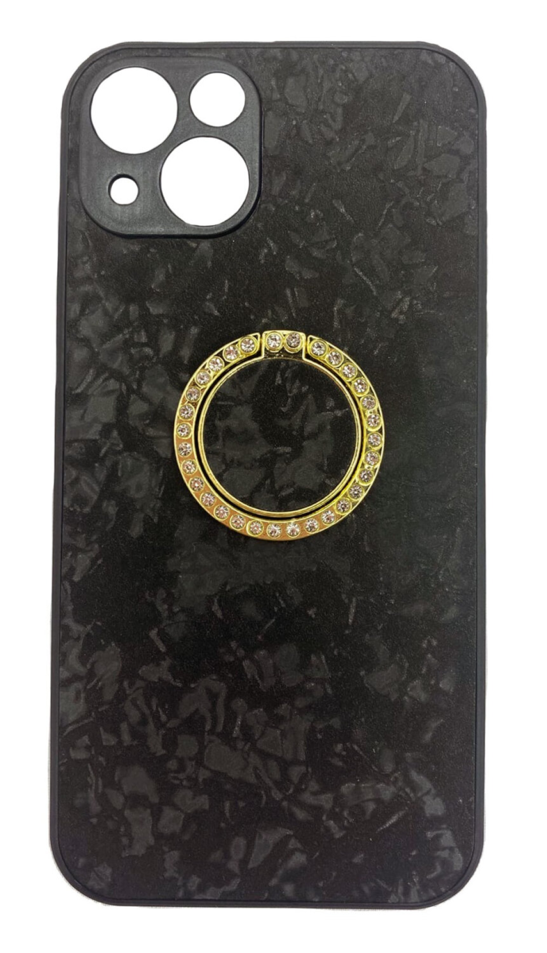 Чехол силиконовый для iPhone 13 mini (5.4), с подставкой кольцом на палец со стразами, X-CASE, черный